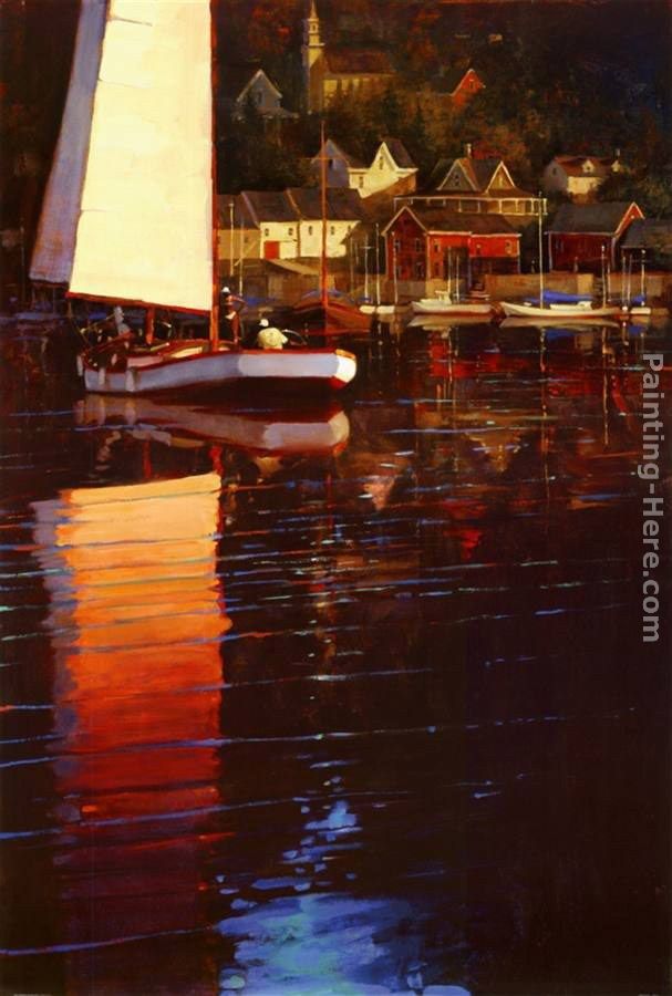 Brent Lynch New England Sunset Sail Painting - iPaintingsforsale.com
