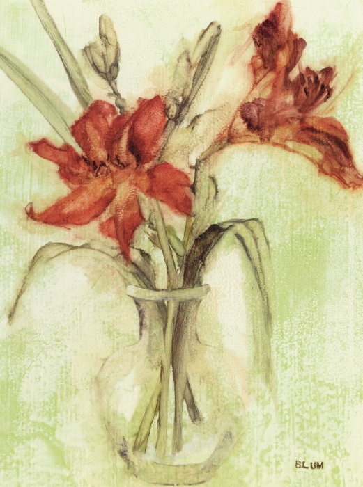 Cheri Blum Vase of Day Lilies I Painting - iPaintingsforsale.com