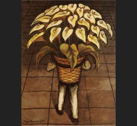 Diego Rivera Man Carrying Calla Lilies Painting - iPaintingsforsale.com