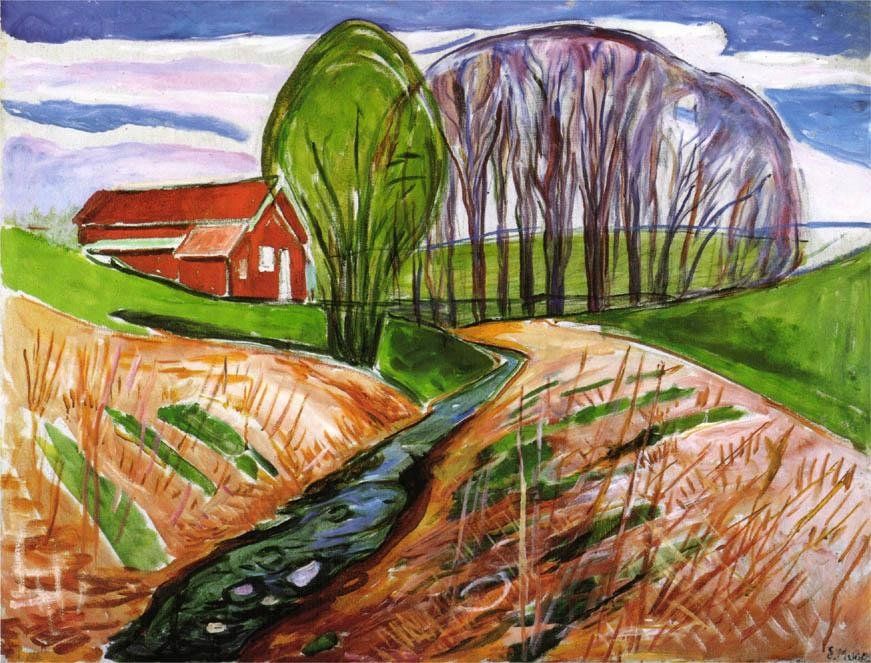 Edvard Munch Spring landscape at the red house 1935 Painting ...