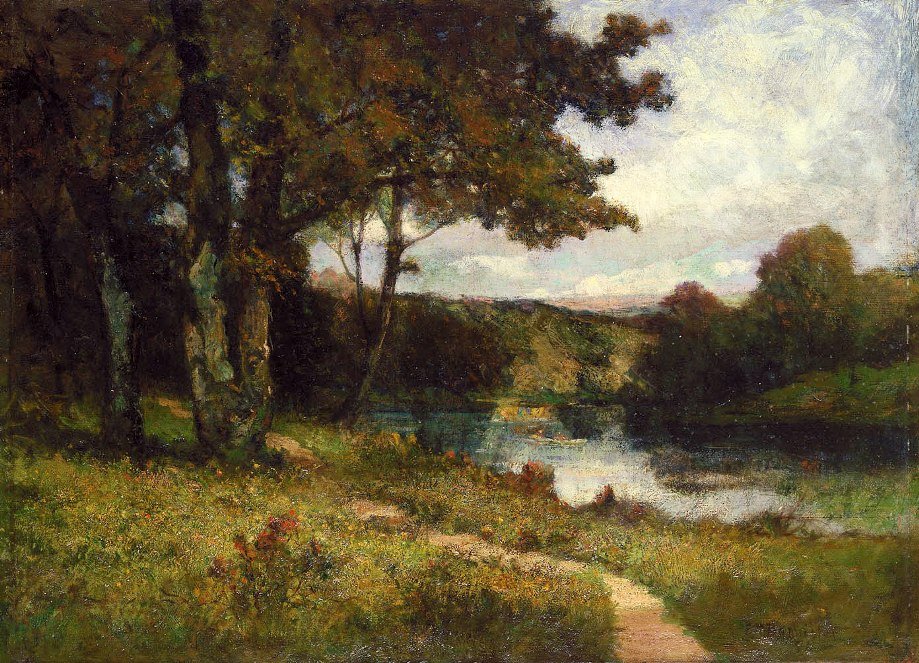 Edward Mitchell Bannister landscape, trees near river Painting ...