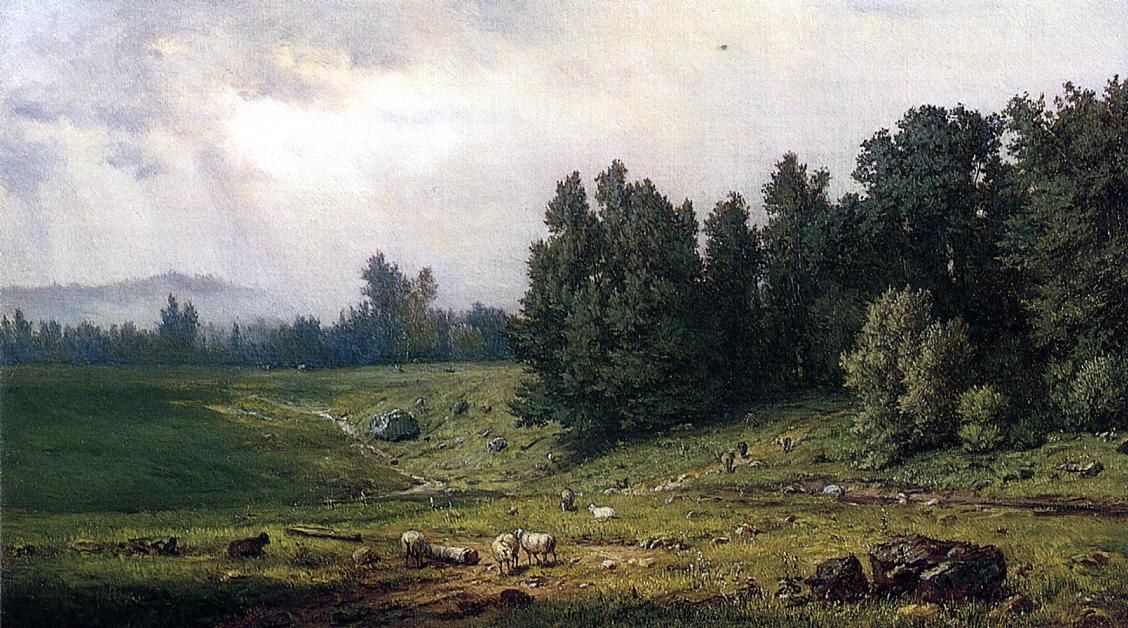 George Inness Landscape with Sheep Painting - iPaintingsforsale.com