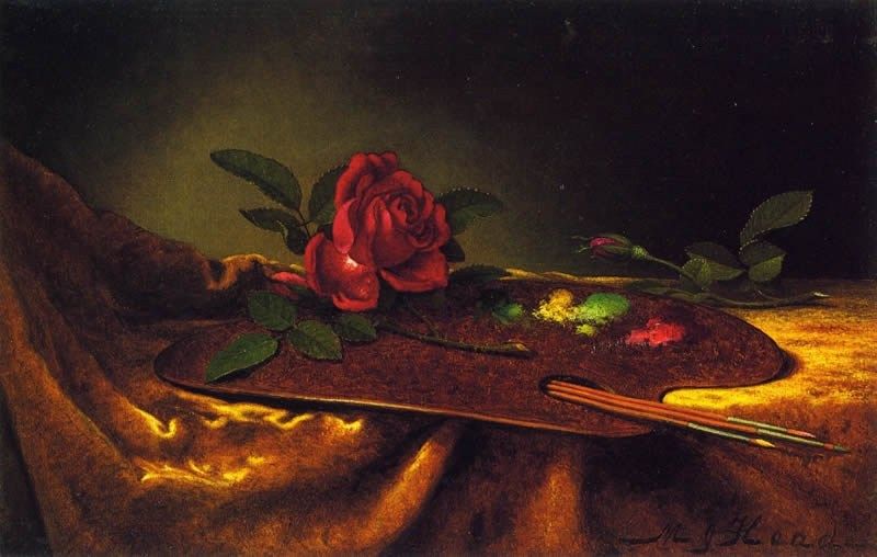 Martin Johnson Heade Roses on a Palette Painting - iPaintingsforsale.com
