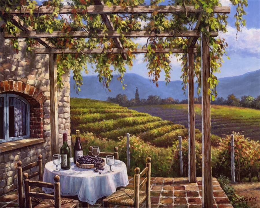 Sung Kim Vineyard Terrace Painting - iPaintingsforsale.com