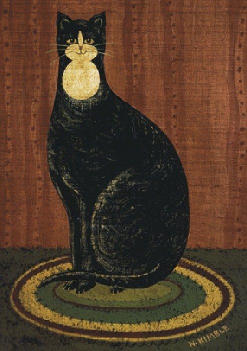 Warren Kimble Black Cat with Bib Painting - iPaintingsforsale.com