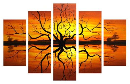 landscape Sunset Reflection Painting - iPaintingsforsale.com