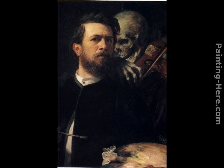 Arnold Bocklin Self Portrait with Death Painting - iPaintingsforsale.com