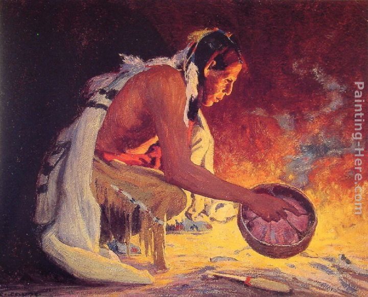 Eanger Irving Couse Indian by Firelight Painting - iPaintingsforsale.com