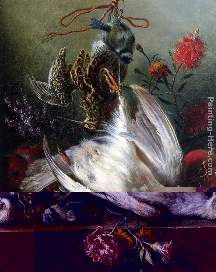 George Jacobus Johannes Van A Still Life With Birds, Carnations, Lilacs ...