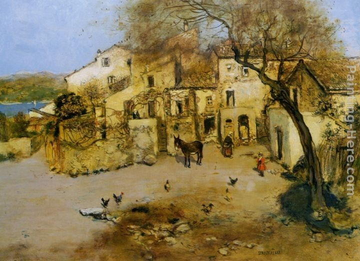 Jean Francois Raffaelli A Mediterranean Courtyard Painting ...