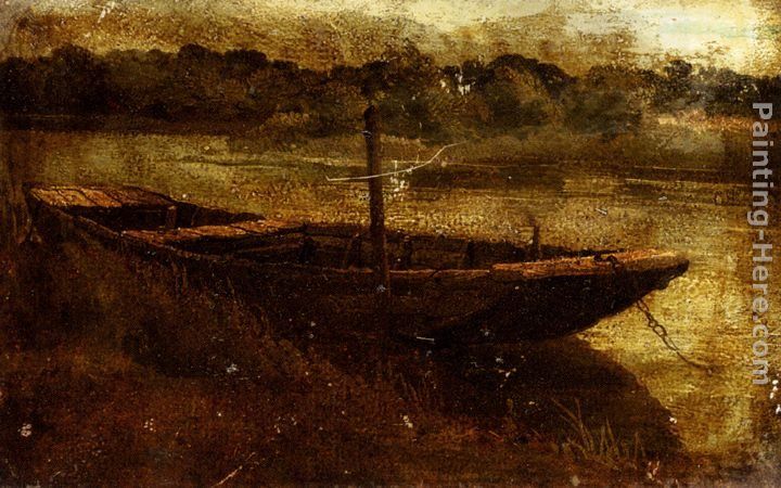 John Linnell Study Of A Punt Moored At Twickenham Painting ...
