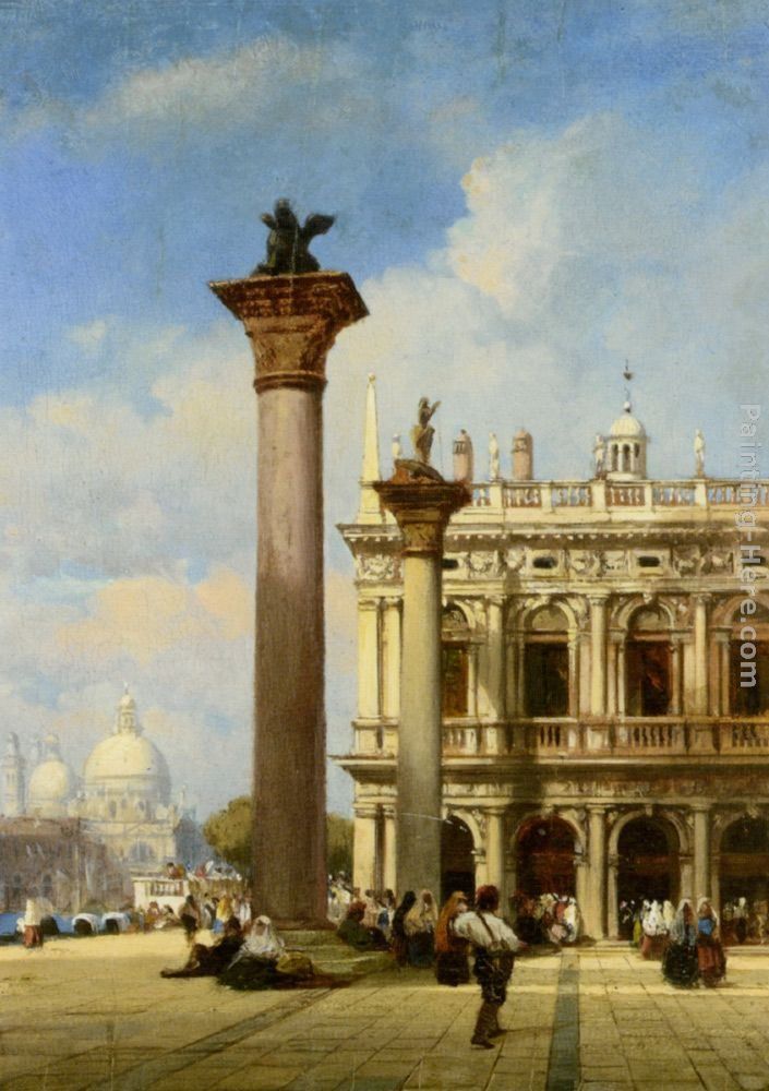 William Wilde Figures in St Marks Square Venice Painting ...