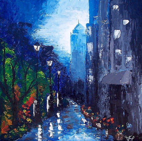 Unknown Artist BLUE RAIN Painting 50% off - iPaintingsforsale.com