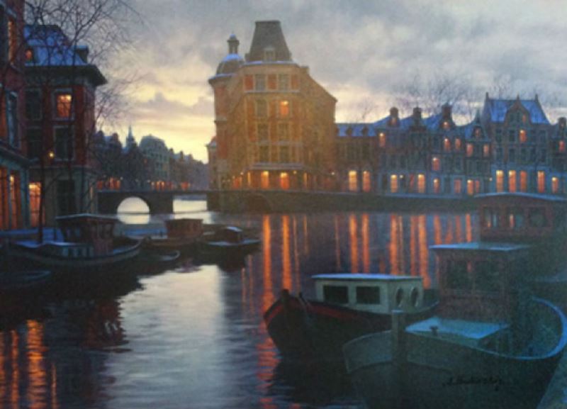 Alexei Butirskiy Canal at Dusk Painting 50% off - iPaintingsforsale.com