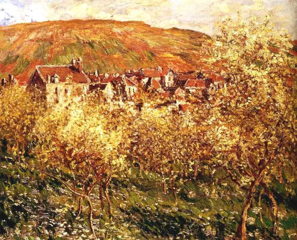 Claude Monet Apple Trees In Blossom Painting - iPaintingsforsale.com